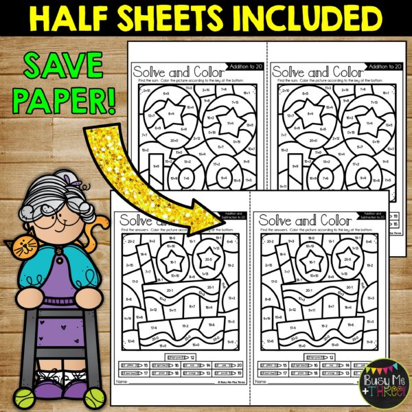 100th Day Color by Code Math Addition Subtraction - Teaching Ideas Made ...