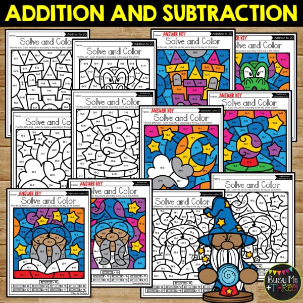 Magical Color by Number Add Subtract to 20 - Teaching Ideas Made Easy