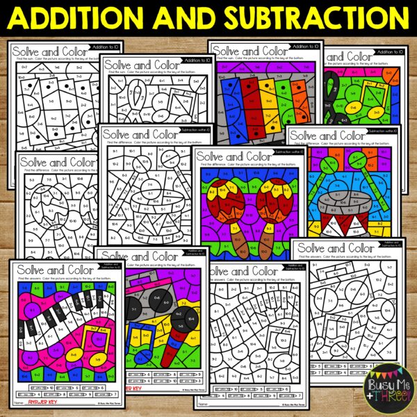 Music Color by Code Math Addition Subtraction K-2 - Teaching Ideas Made ...