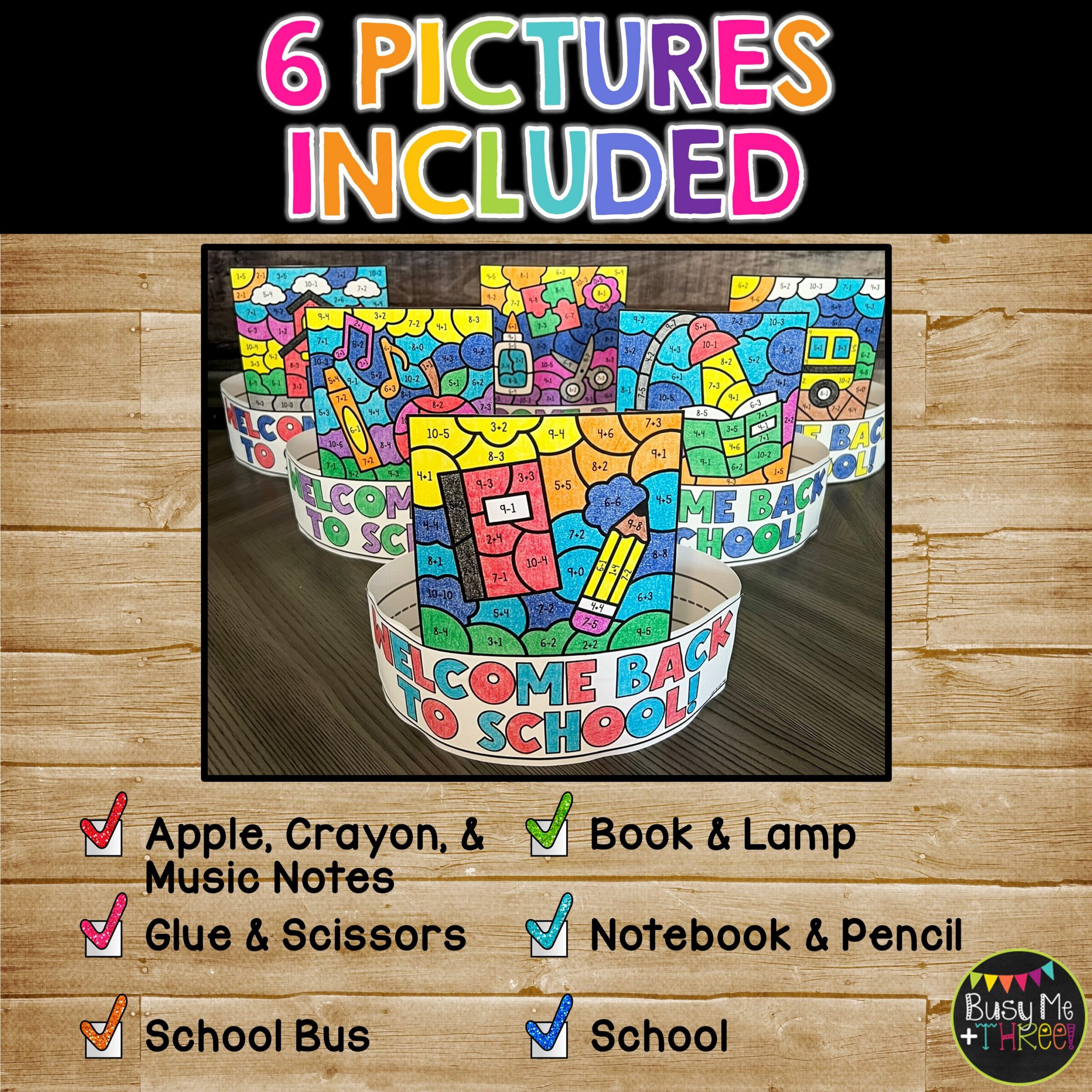 Back to School Color by Code Headbands K-1 Math - Teaching Ideas Made Easy