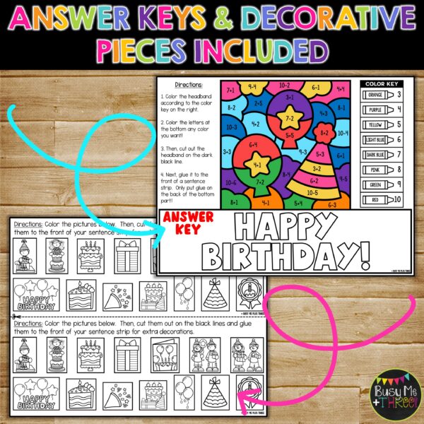 Birthday Color by Code Addition Subtraction Crown - Teaching Ideas Made ...