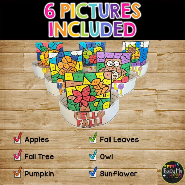 Fall Color by Code Headbands Math Activity - Teaching Ideas Made Easy