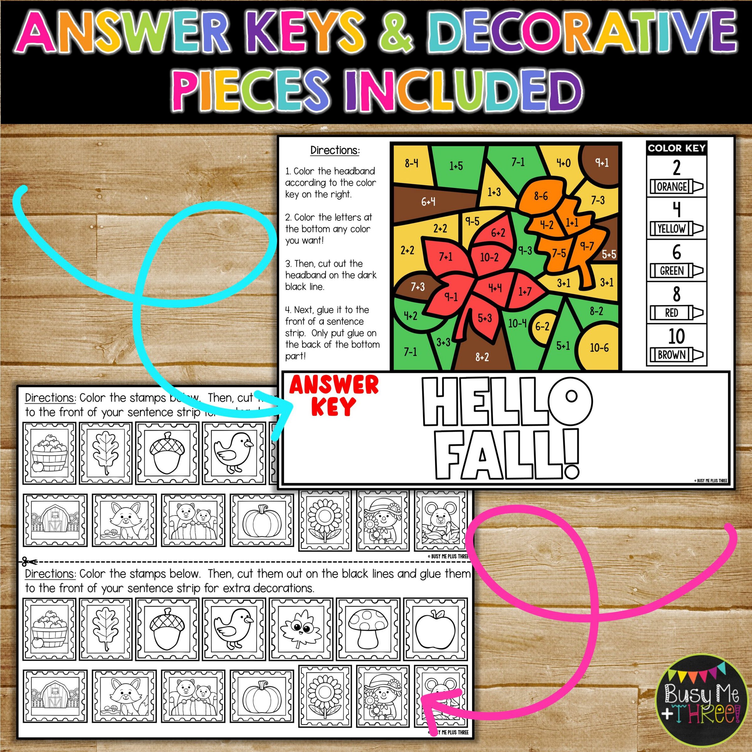 Fall Color by Code Headbands Math Activity - Teaching Ideas Made Easy
