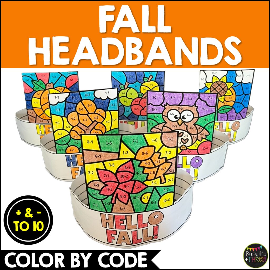 Fall Color by Code Headbands Math Activity - Teaching Ideas Made Easy