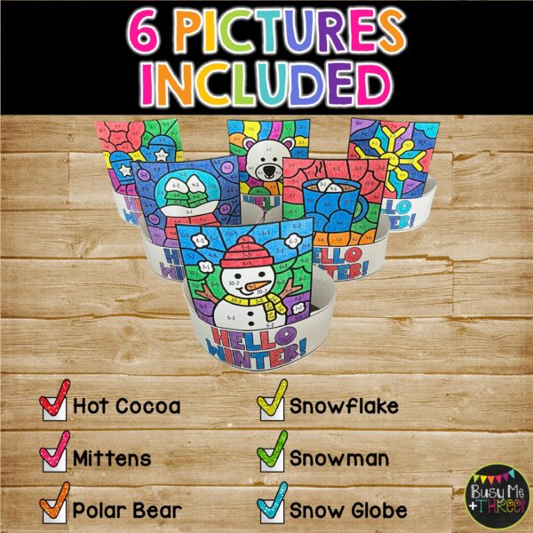Winter Color by Code Headbands Math Activity - Teaching Ideas Made Easy