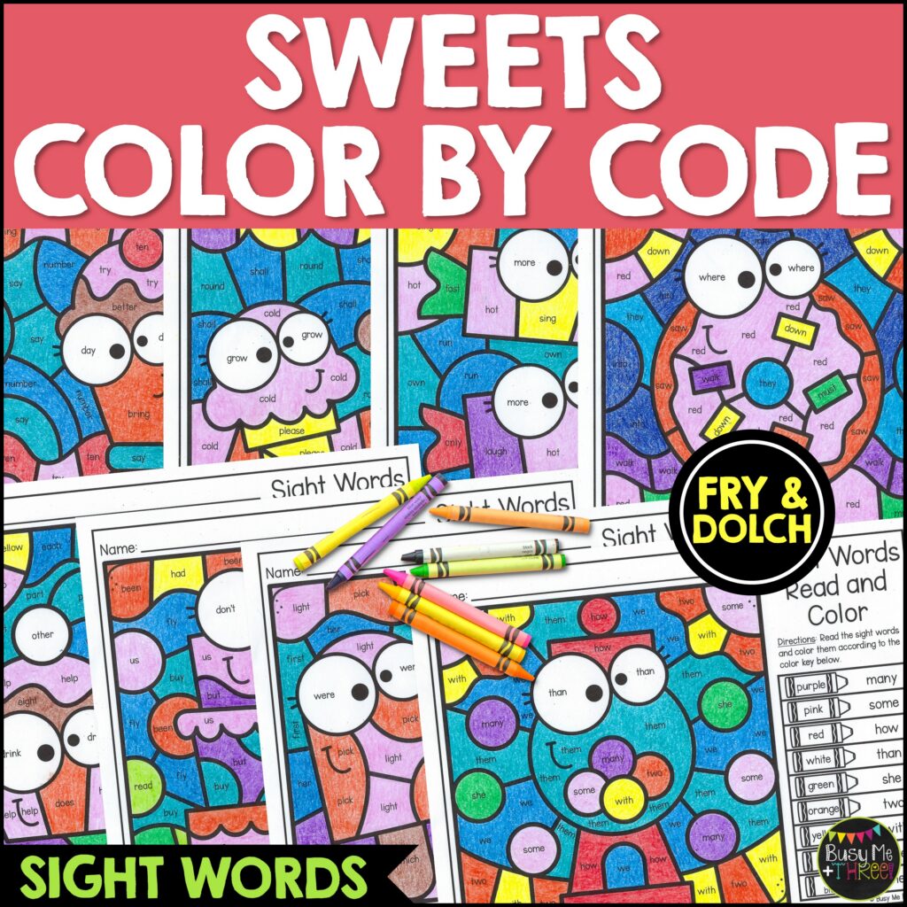 Sight Words Color by Code Sweets Bakery Theme - Teaching Ideas Made Easy