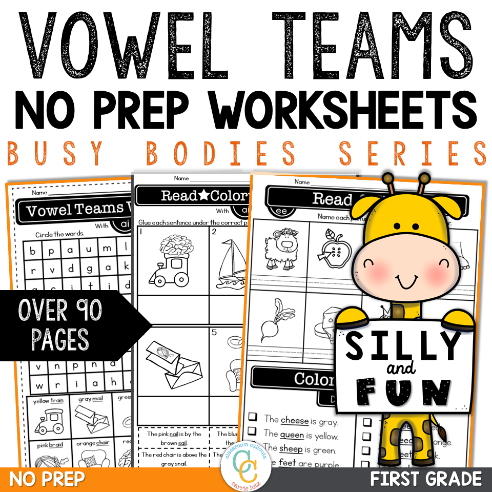 1st Grade Vowel Teams No Prep Worksheets Busy Bodies - Teaching Ideas ...