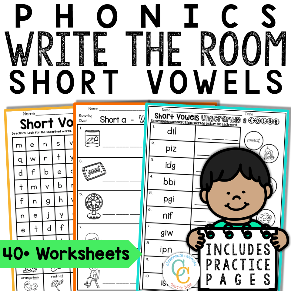 1st Grade Short Vowels Write the Room Phonics Activities - Teaching ...