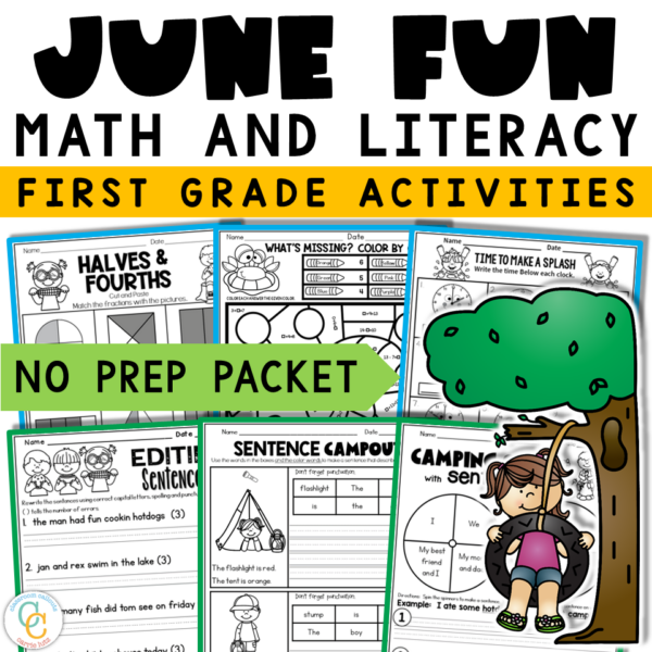 1st Grade June Math and Literacy No Prep - Teaching Ideas Made Easy