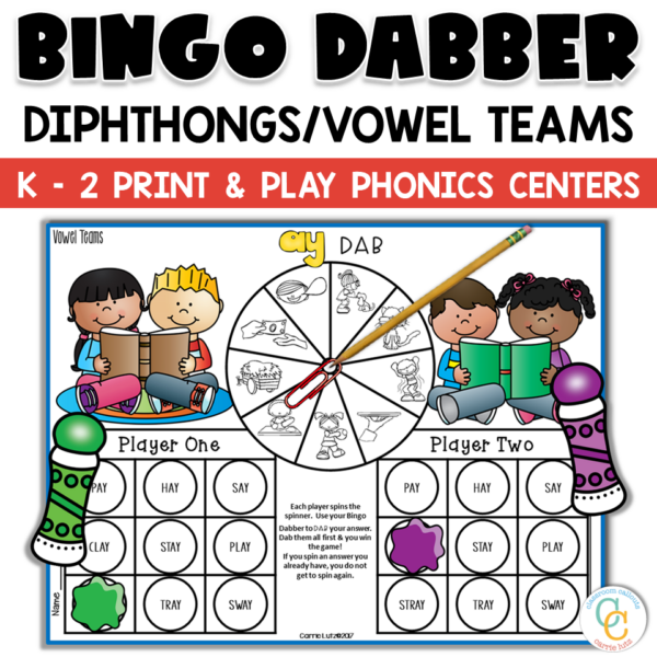 K-2 Diphthongs Vowel Teams Bingo Dabber Games - Teaching Ideas Made Easy