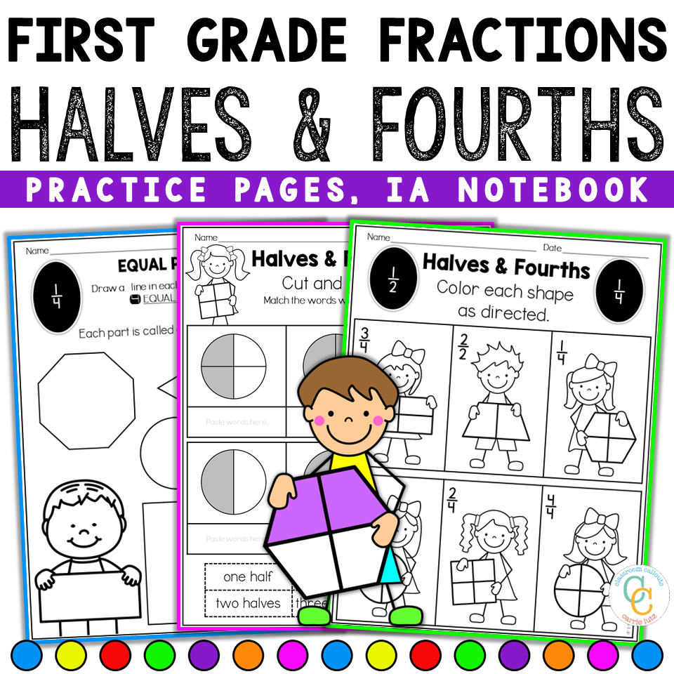 1st Grade Fractions Halves and Fourths No Prep Unit - Teaching Ideas ...