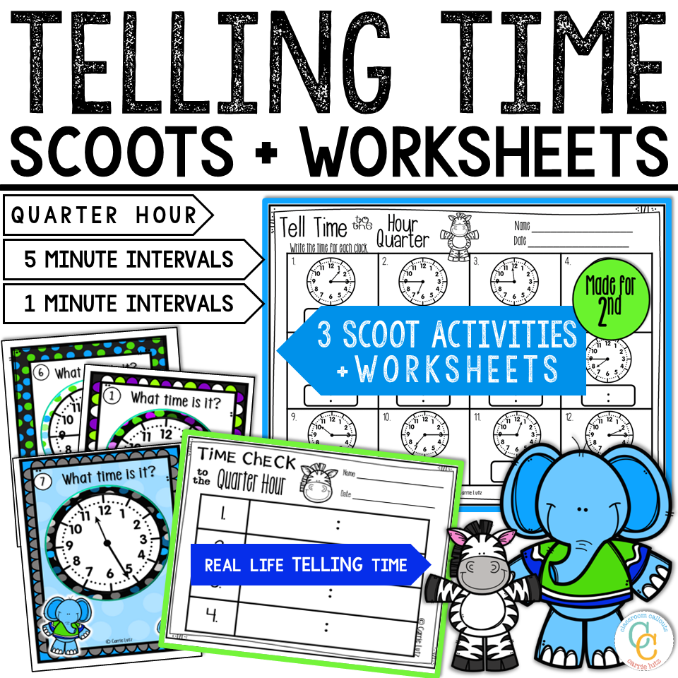 Telling Time to the Minute 2nd Grade | Scoot Worksheets - Teaching ...
