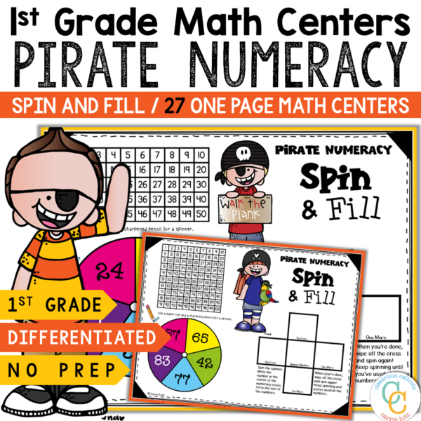 Pirate Numeracy 1st Grade | Spin and Fill Centers - Teaching Ideas Made ...