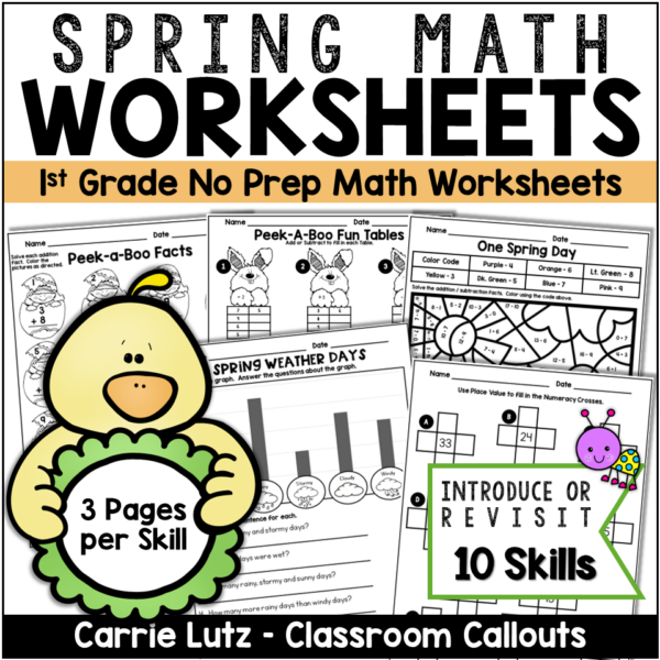 Spring Math Review 1st Grade Worksheets Packet Easter No Prep ...