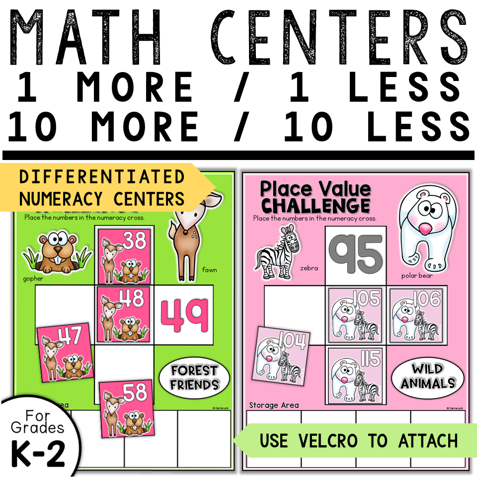 1 More 1 Less 10 More 10 Less Math Centers K-2 - Teaching Ideas Made Easy