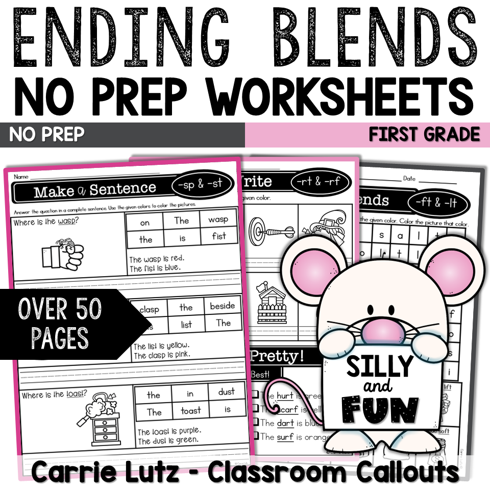 1st Grade Ending Blends No Prep Phonics Worksheets - Teaching Ideas ...