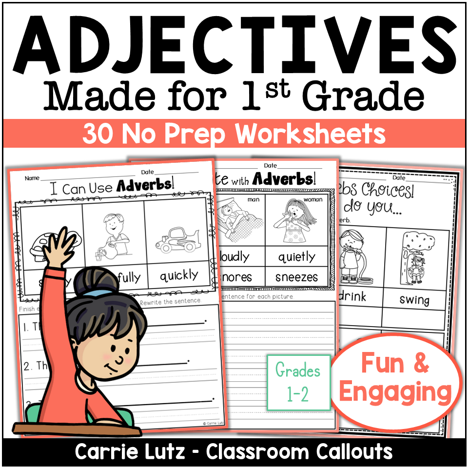 1st Grade Adjectives No Prep Worksheets - Teaching Ideas Made Easy
