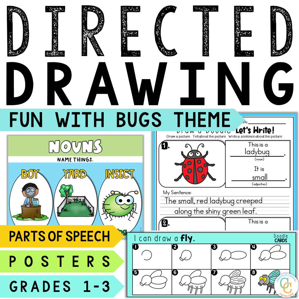 1st Grade Bugs Directed Drawing and Writing - Teaching Ideas Made Easy
