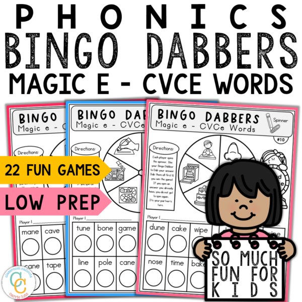 1st Grade Magic E Bingo Dabber Phonics Games - Teaching Ideas Made Easy