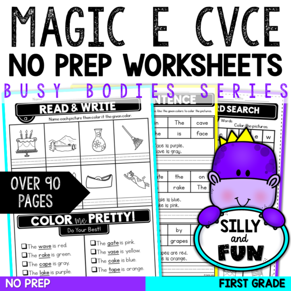 1st Grade Magic E Worksheets No Prep CVCe Long Vowels Practice ...
