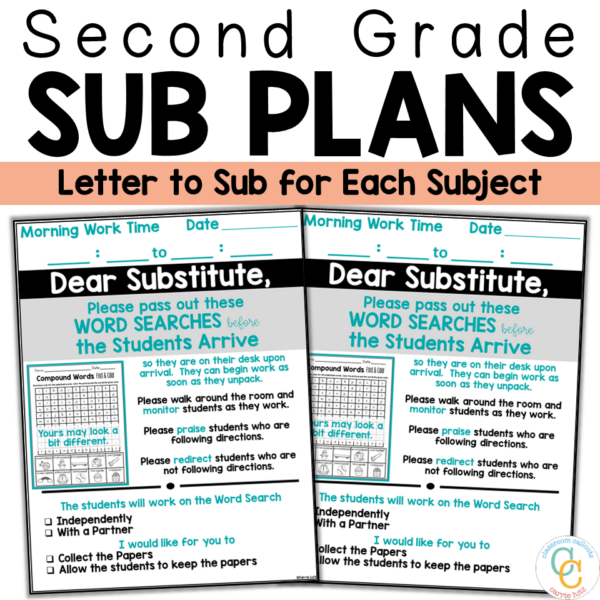 Second Grade Sub Plans 5 Days No Prep Print & Go - Teaching Ideas Made Easy