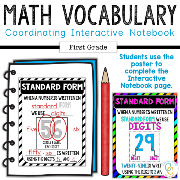 1st Grade Math Vocabulary Posters Interactive Notebook - Teaching Ideas ...