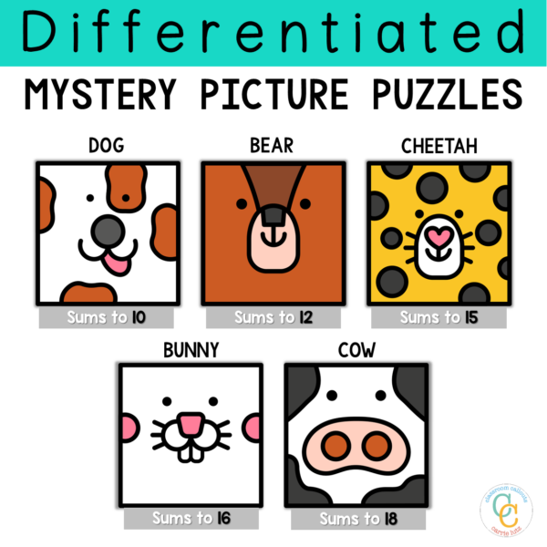 1st Grade Addition Mystery Picture Puzzles - Teaching Ideas Made Easy
