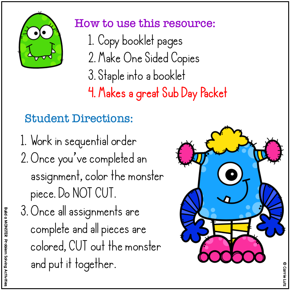 SEO Title 1st Grade Word Problems Build a Monster - Teaching Ideas Made ...