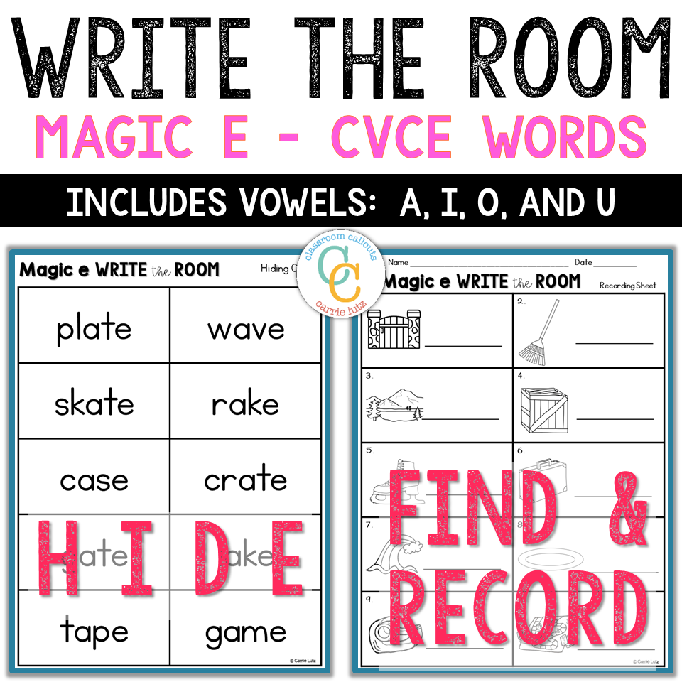 Magic E Write the Room | CVCe Phonics Centers - Teaching Ideas Made Easy