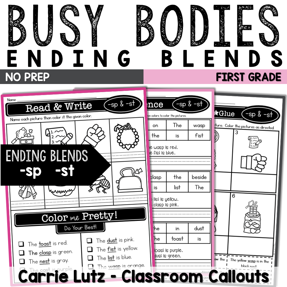 1st Grade Ending Blends No Prep Phonics Worksheets - Teaching Ideas ...