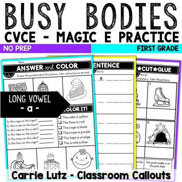 1st Grade Magic E Worksheets No Prep CVCe Long Vowels Practice ...