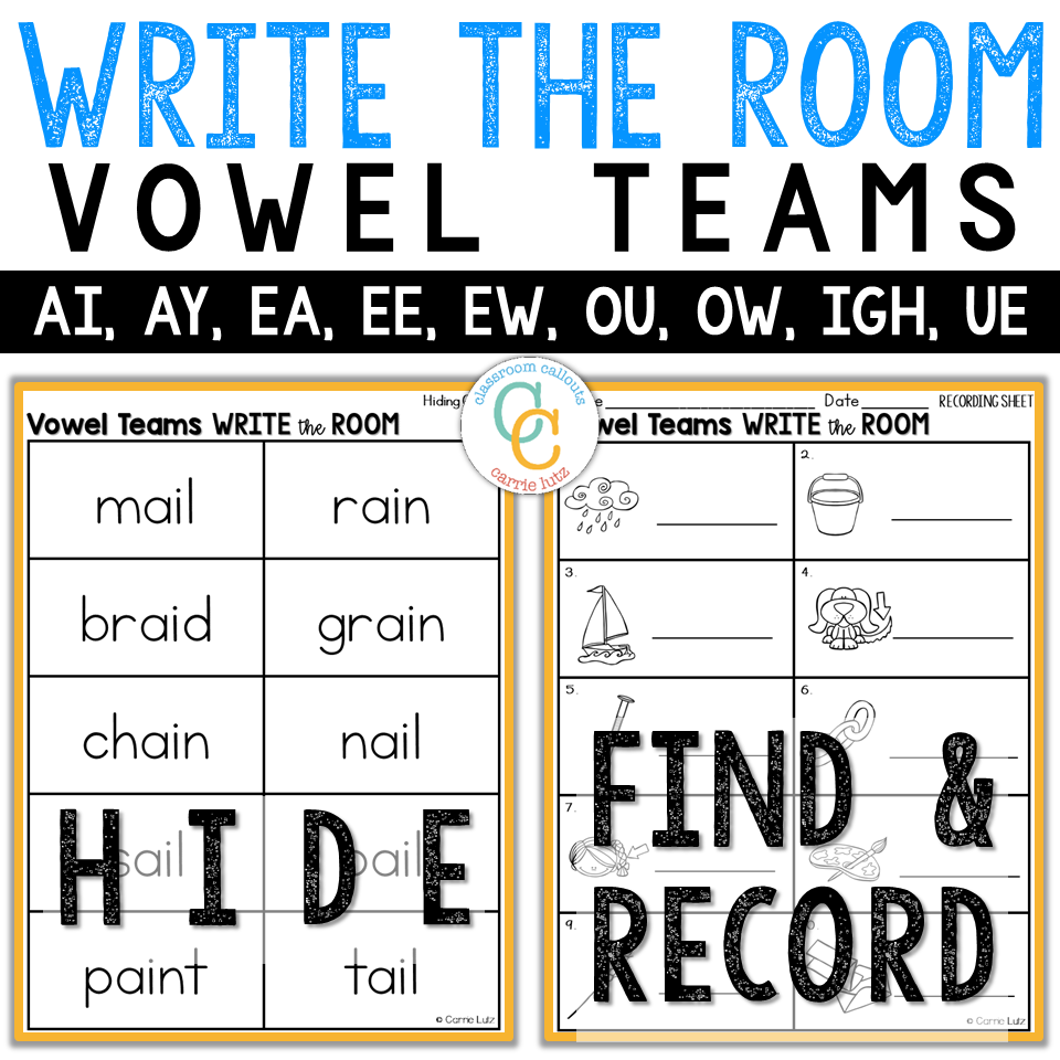 1st Grade Vowel Teams Write the Room Phonics Activities - Teaching ...