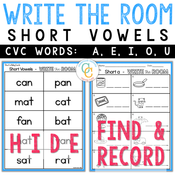 1st Grade Short Vowels Write the Room Phonics Activities - Teaching ...