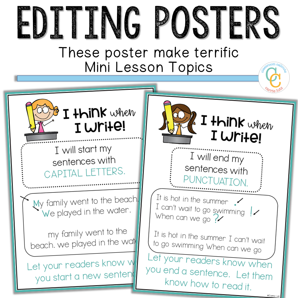 1st Grade Writing Checklists Posters Task Cards - Teaching Ideas Made Easy