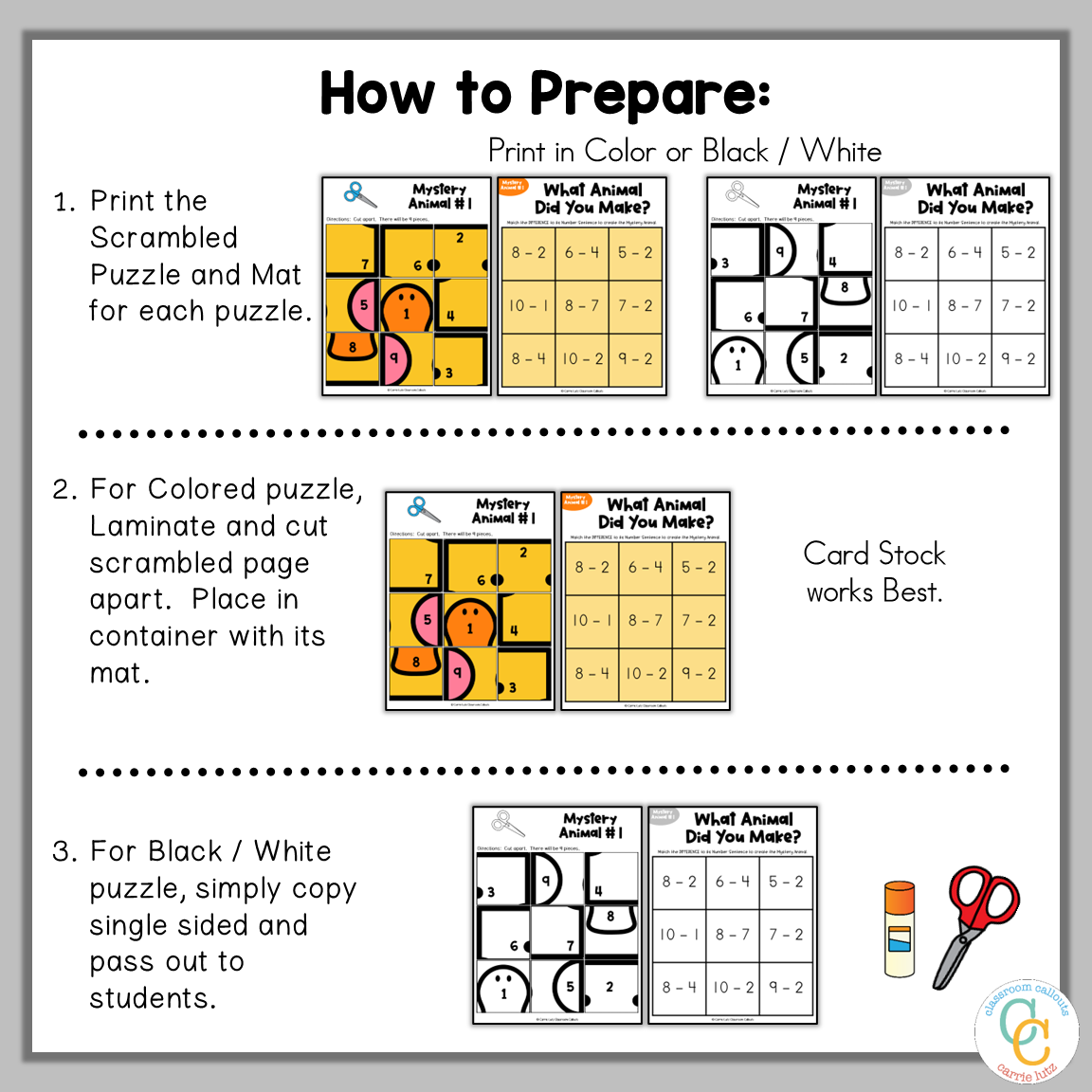 1st Grade Subtraction Mystery Picture Puzzles - Teaching Ideas Made Easy