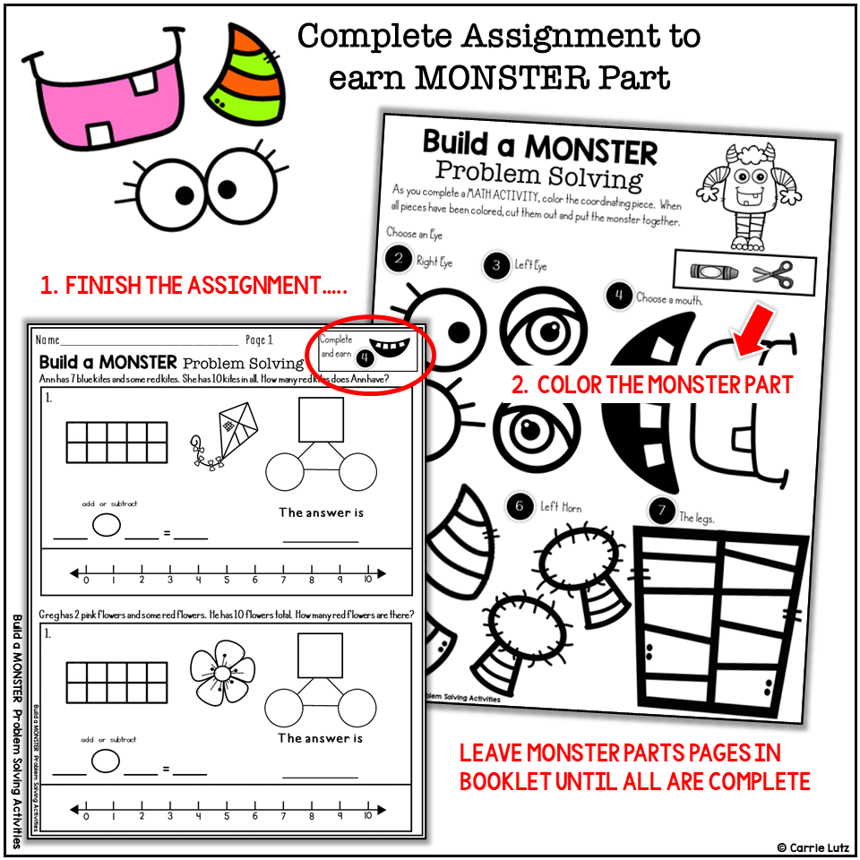 SEO Title 1st Grade Word Problems Build a Monster - Teaching Ideas Made ...