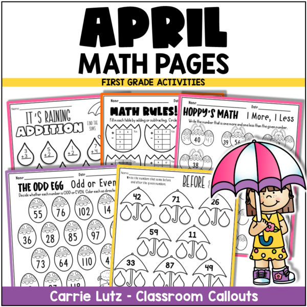 April Math and Literacy 1st Grade | No Prep Packet - Teaching Ideas ...