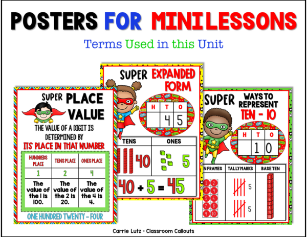 Superhero Math Wall | 1st Grade Place Value Activities - Teaching Ideas ...