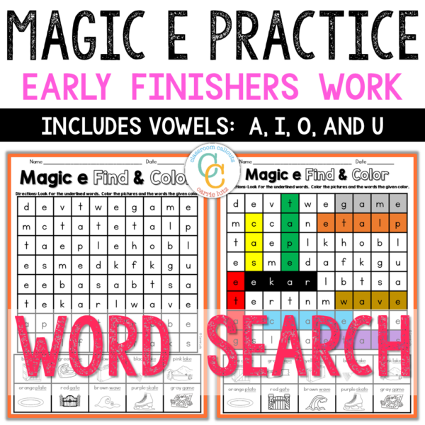 Magic E Write the Room | CVCe Phonics Centers - Teaching Ideas Made Easy