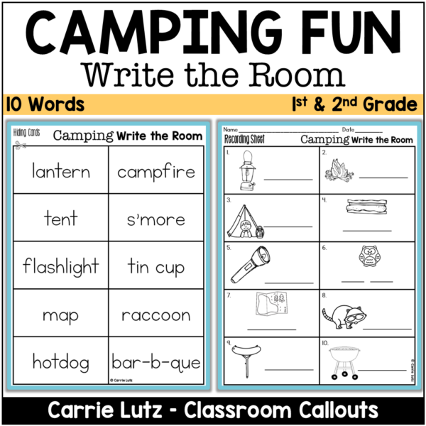 Camping Write the Room | 1st 2nd Grade Literacy Centers - Teaching ...