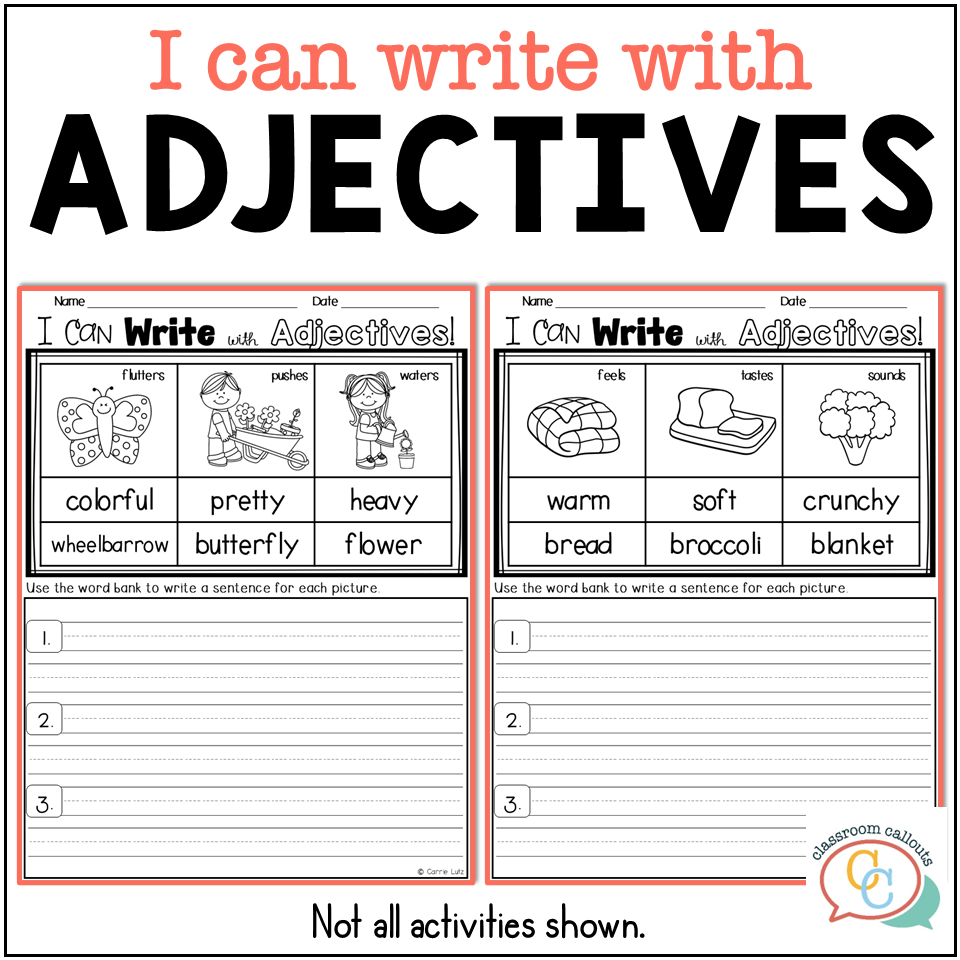 1st Grade Adjectives No Prep Worksheets - Teaching Ideas Made Easy