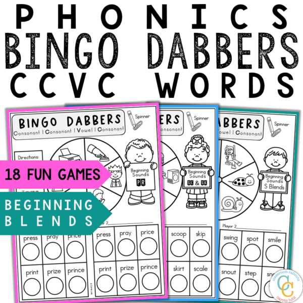 1st Grade CVCC CCVC Bingo Dabber Phonics Games - Teaching Ideas Made Easy