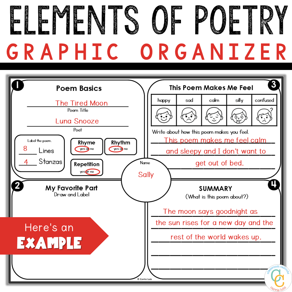 1st Grade Elements of Poetry Graphic Organizers Poems - Teaching Ideas ...