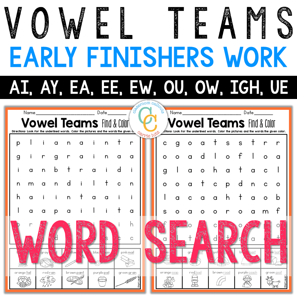 1st Grade Vowel Teams Write the Room Phonics Activities - Teaching ...