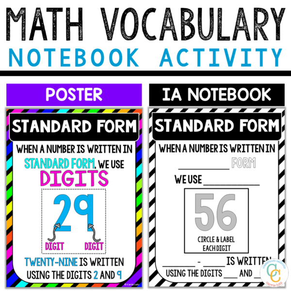 1st Grade Math Vocabulary Posters Interactive Notebook - Teaching Ideas ...