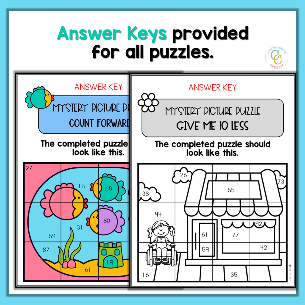 Number Patterns Mystery Picture Puzzles for 1st Grade Math Centers ...