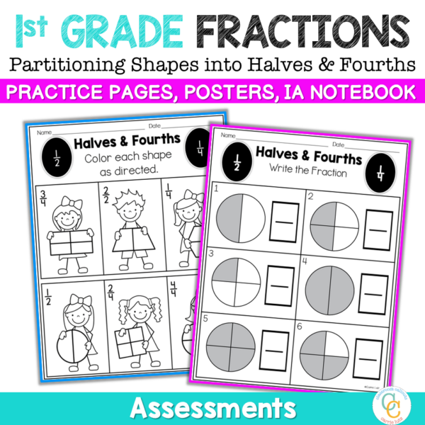 1st Grade Fractions Halves and Fourths No Prep Unit - Teaching Ideas ...