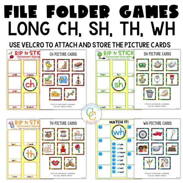 1st Grade Consonant Digraphs File Folder Activities - Teaching Ideas ...
