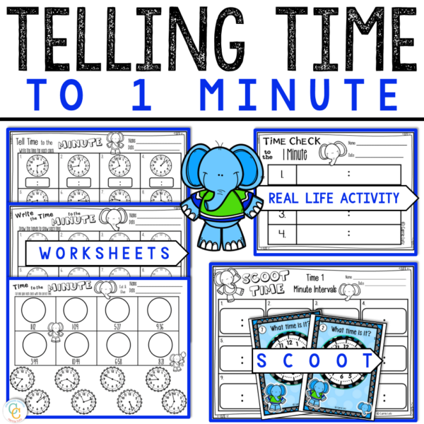 Telling Time to the Minute 2nd Grade | Scoot Worksheets - Teaching ...