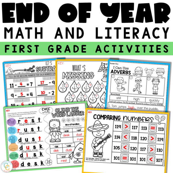 1st Grade May Math and Literacy Worksheets | No Prep End of Year Review ...